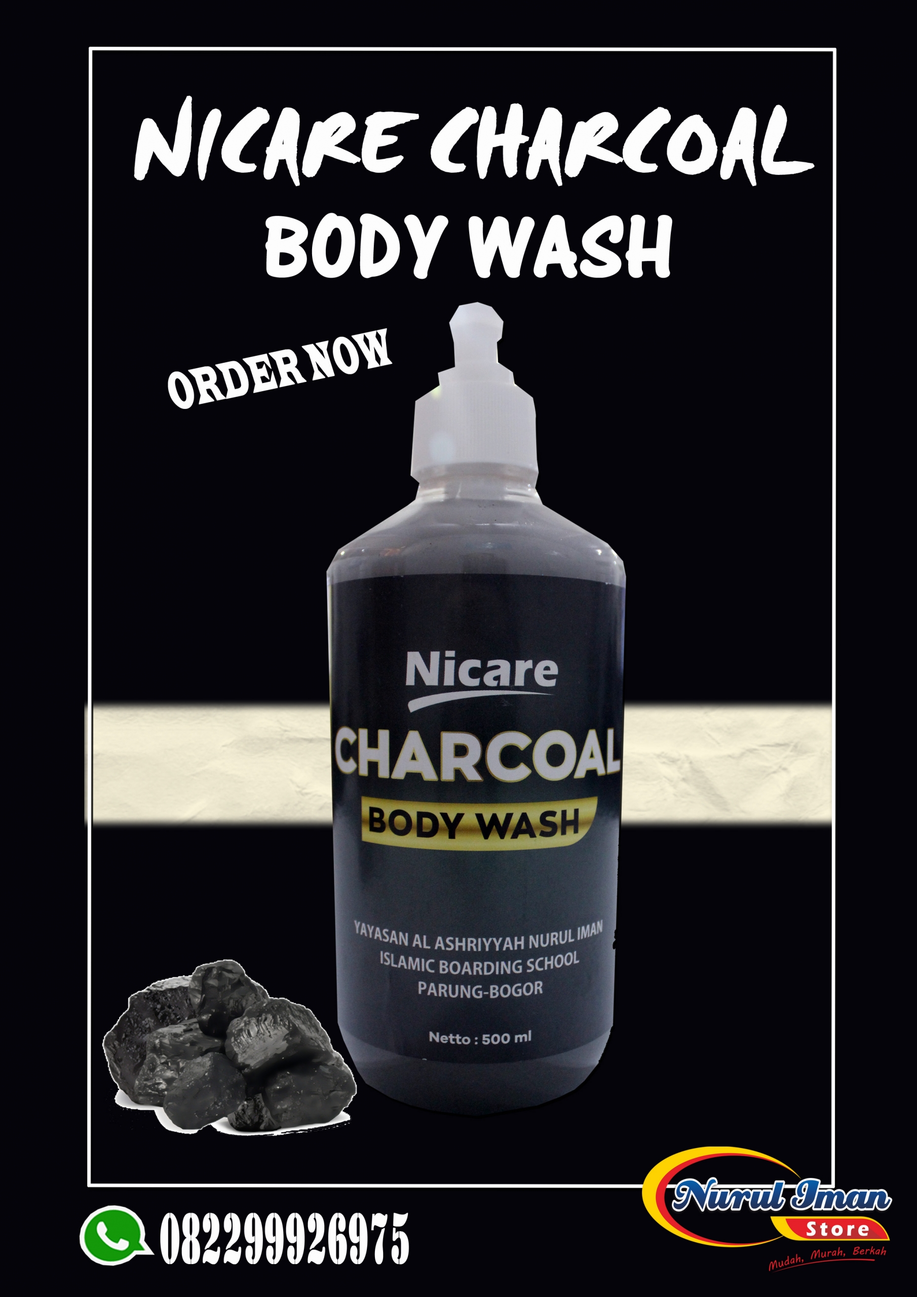 Sabun Mandi_NICARE CHARCOAL BODY WASH 500 ml | Nurul Iman Store